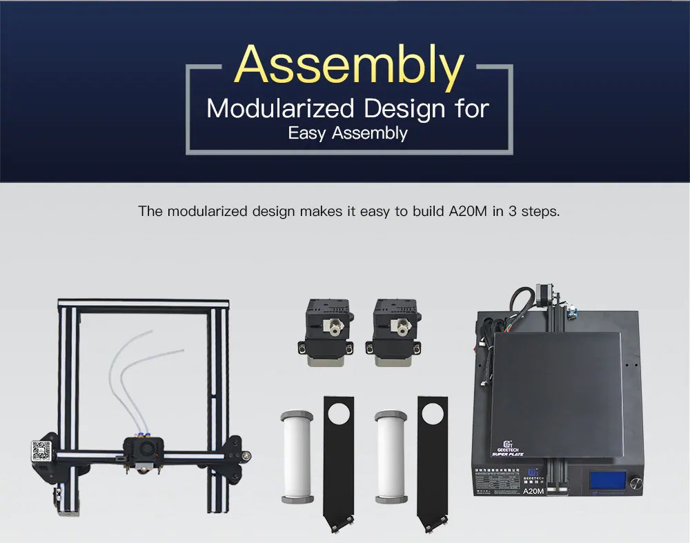 Imprimante 3D Geeetech A20M Mix-color : caractéristiques, prix, tests, etc.