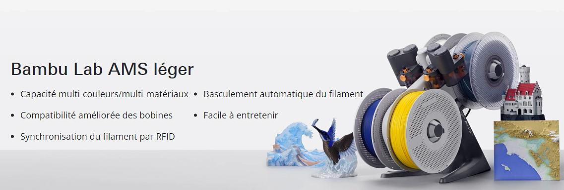 Bambu AMS lite : jusqu'à 4 bobines pour imprimante Bambu Lab